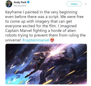 New Captain Marvel Keyframe Concept Art Reveals Battle With Alien Robots